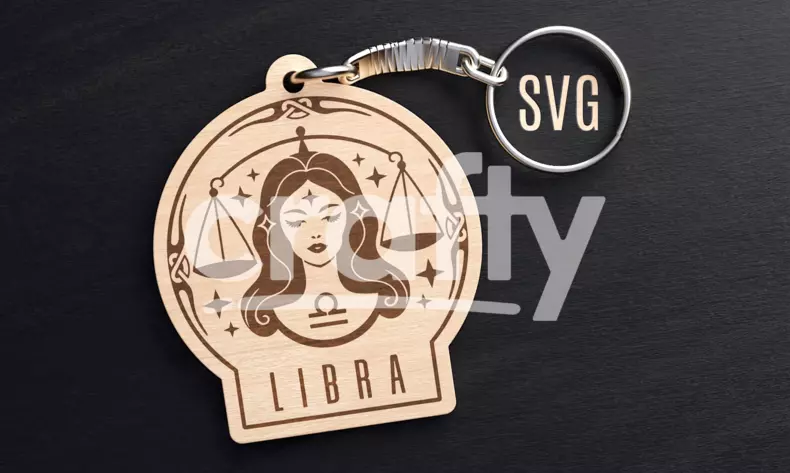 Zodiac Libra Keychain | Horoscope SVG Laser Cut File | Crafty
