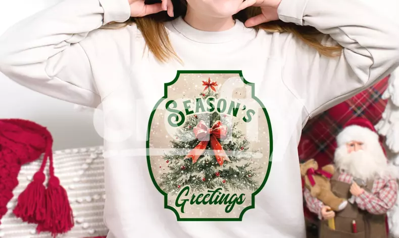 Seasons Greetings | Vintage Christmas Label Design | Crafty