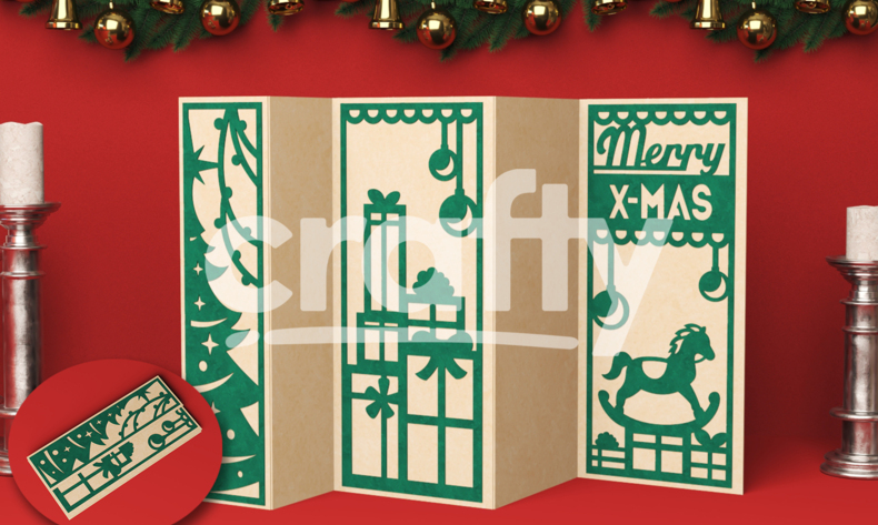 Merry Christmas SVG | 3D Accordion fold card paper cut | Crafty