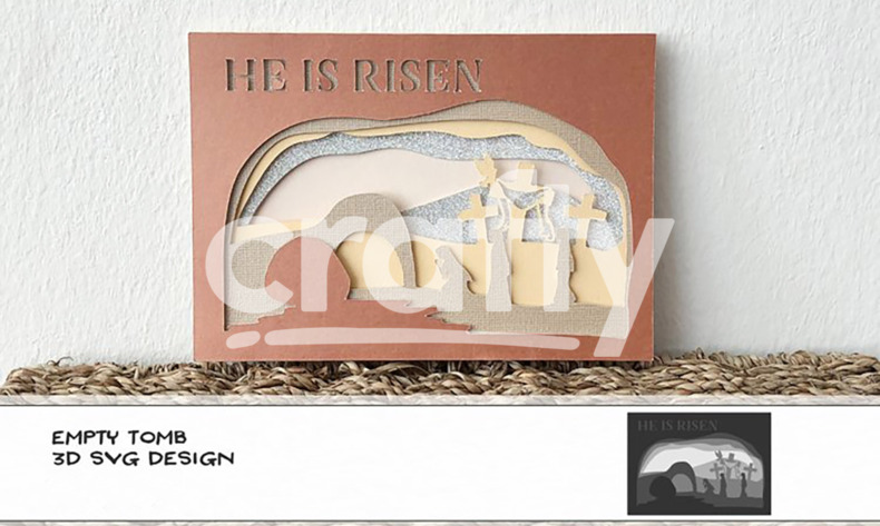 3D Empty Tomb SVG | Resurrection Scene SVG 3D Layered Design | He is ...