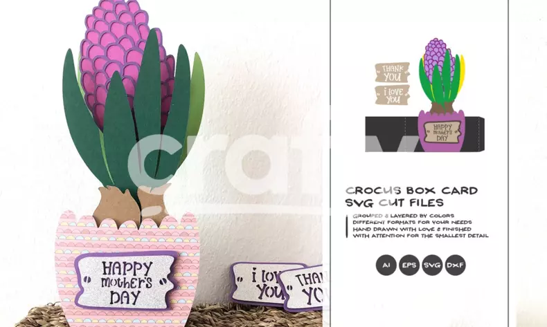 3D Mothers Day Layered Design | Flowers Box Card | Crafty