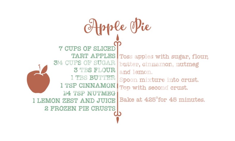 Apple Pie Recipe SVG | Cutting Board Cut File Design | Crafty
