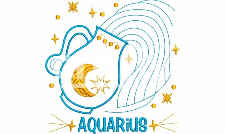 Aquarius Line Art | Zodiac Embroidery Design | Crafty