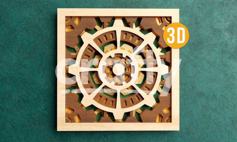 Gears Mandala | 3D Layered Mandala Cut File | Crafty