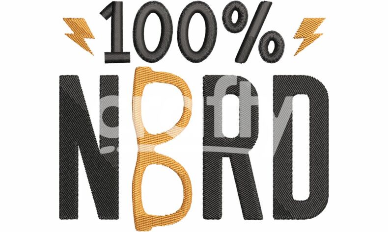 100% Nerd | Embroidery Design | Crafty