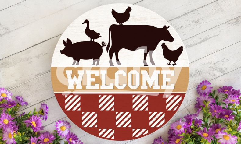 Farm Animals Welcome Sign | Farmhouse Sign SVG | Crafty