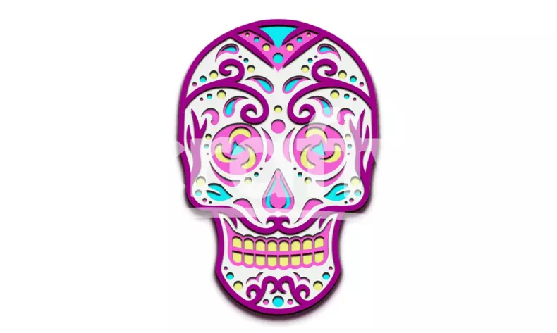 3D Layered Sugar Skull SVG | Paper Cut Design | Crafty