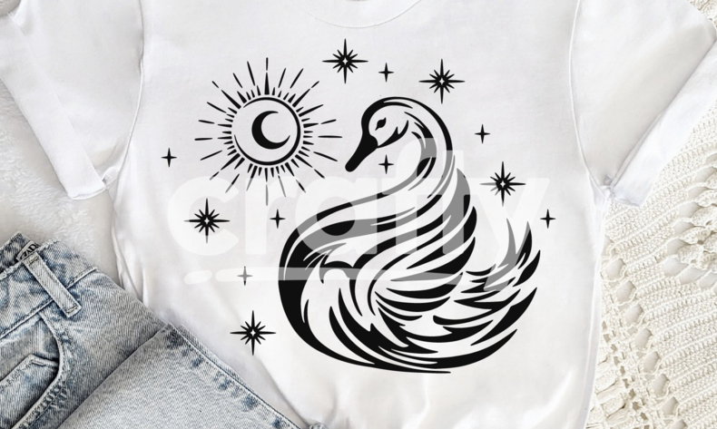 Celestial Swan Silhouette SVG Cut File | Crafty