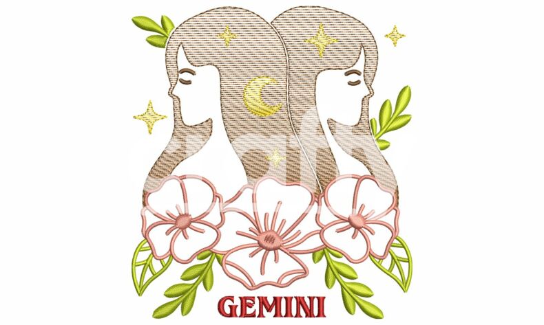 Gemini Zodiac Sign | Astrology Embroidery Design | Crafty