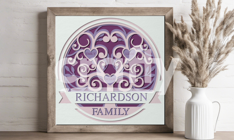 Custom family tree shadow box | 3D Paper cut | Crafty