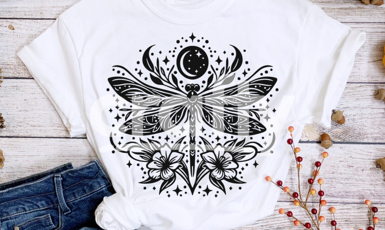 Celestial Dragonfly Silhouette SVG Cut File | Crafty
