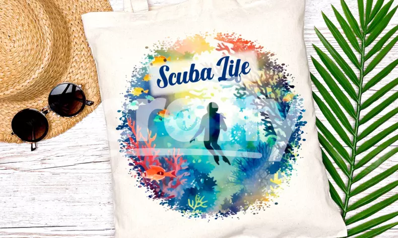 Scuba Diving Sublimation | Watercolour Underwater World Print | Crafty