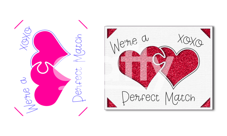 Valentine card svg cut file | We're a perfect match card | jigsaw heart ...