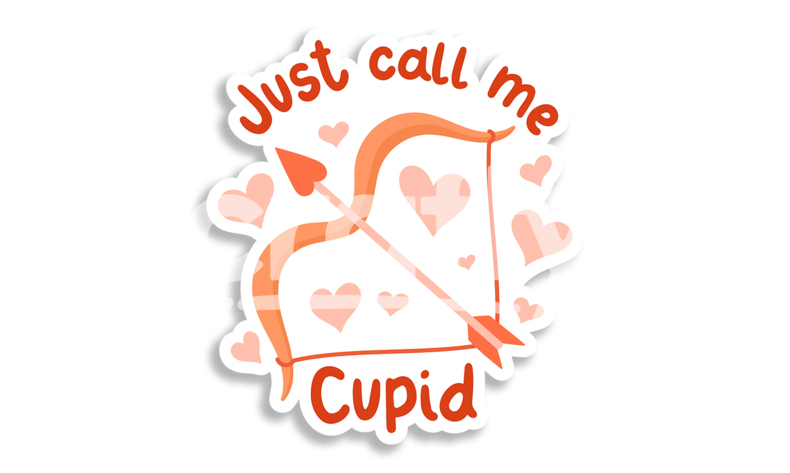 Just Call Me Cupid Sticker | Funny Valentine Print-Then-Cut Design | Crafty