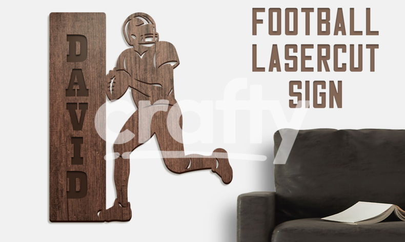 Football sign lasercut | Personalized design SVG | Sports SVG | Crafty