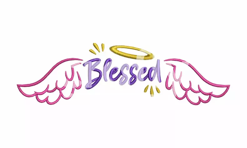 Blessed | Angel Wings Embroidery Design | Crafty