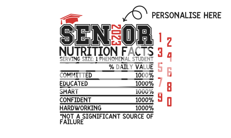 Senior Nutrition Facts | Graduation SVG | Crafty
