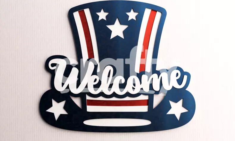 Patriotic Welcome Hat | 3D Layered Cut File | Welcome Sign SVG | Crafty