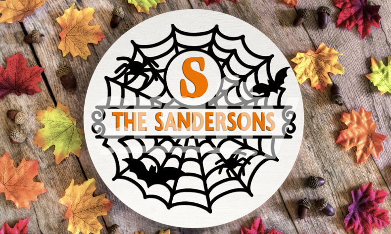 Spider Web Split Monogram | Halloween Monogram SVG | Crafty