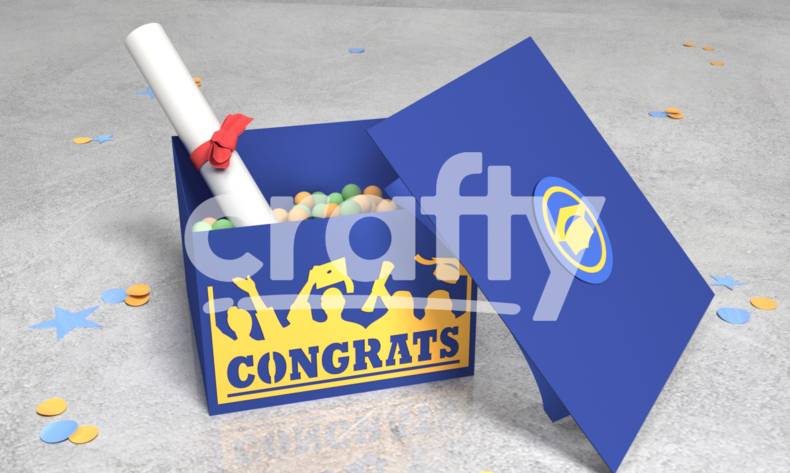 3D Graduation cap box paper cut | Congrats SVG | Crafty
