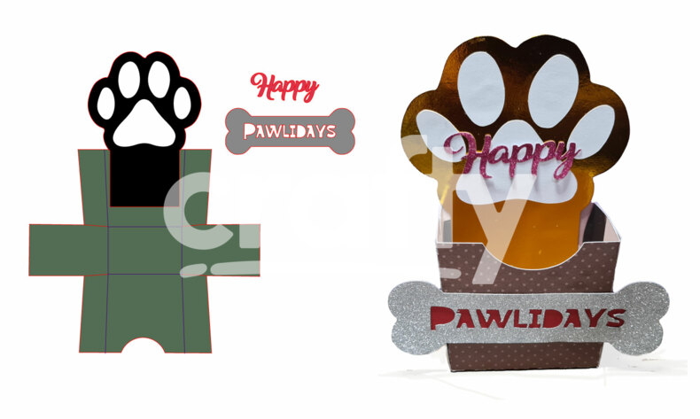 Dog paw treat box SVG cut file | Crafty