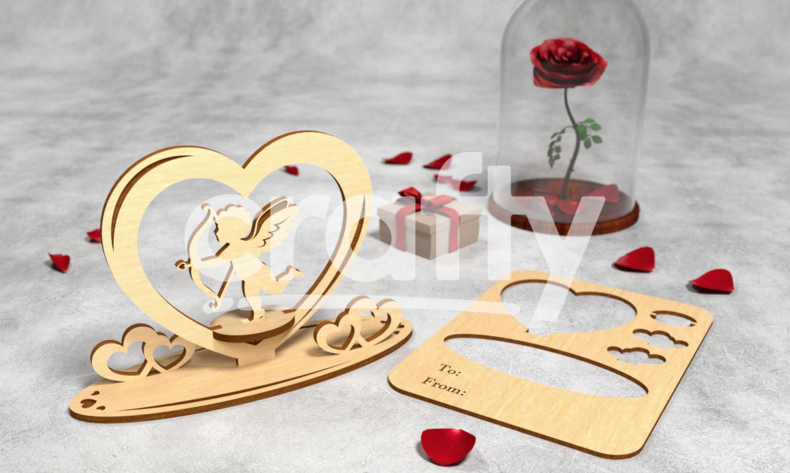3D pop up card laser cut | Valentine card | Cupid SVG | Crafty