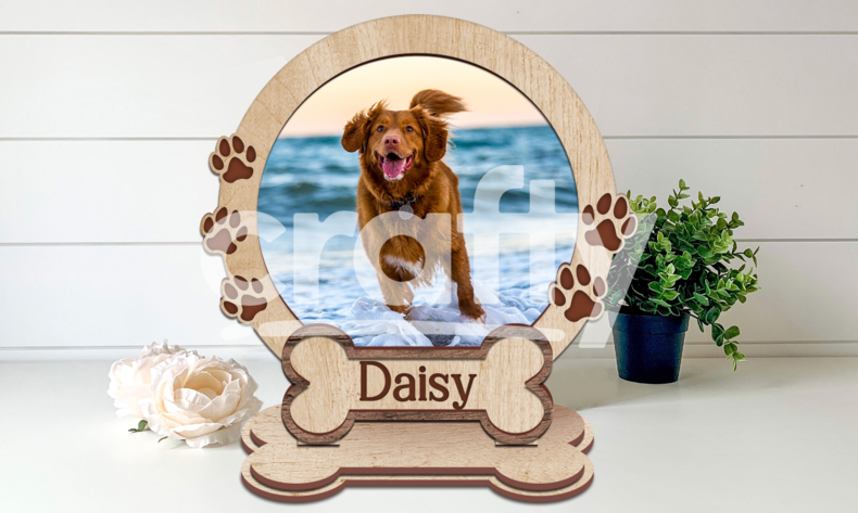 Round Photo Frame for Dog SVG | Pet Photo Frame Laser Cut File | Crafty