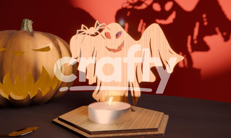 Halloween candle holder laser cut file | Ghost laser cut svg | Crafty