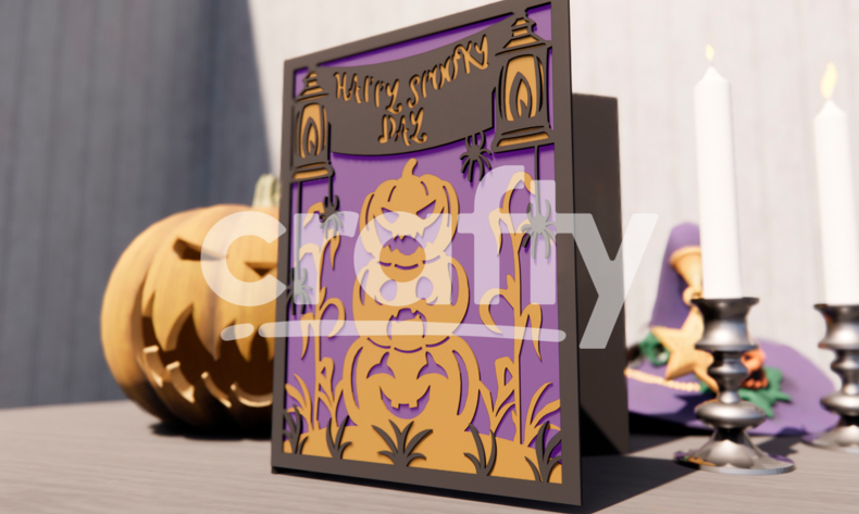 Happy spooky day svg card | Layered Halloween papercut card | Crafty