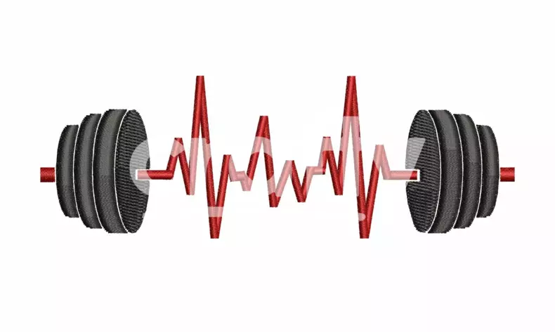 Barbell With Heartbeat | Workout Embroidery Design | Crafty