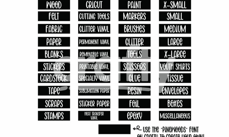 Craft Room Organization Labels | SVG Cut File | Crafty